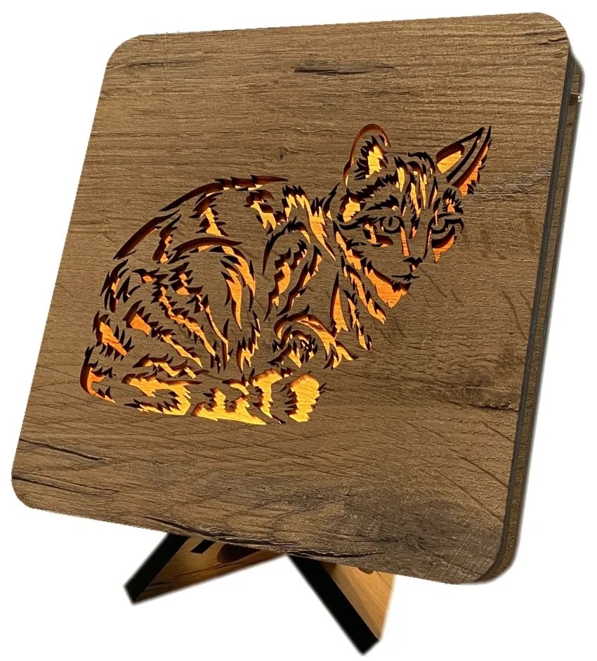 Li-Go "Kočka" lampa 19x19cm provedení povrchu: ořech