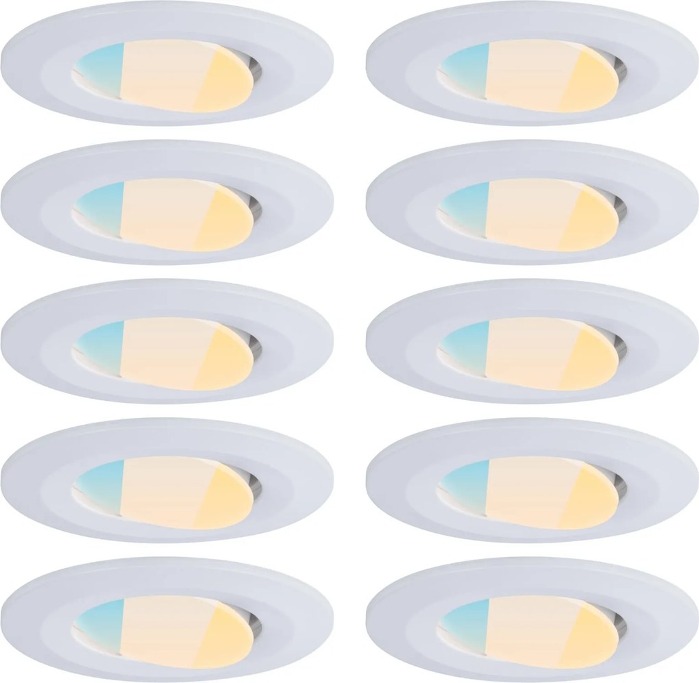 P 98197 LED vestavné svítidlo Calla 10ks sada IP65 kruhové 90mm 30° 10x5W 230V CCT bílá mat - PAULMANN