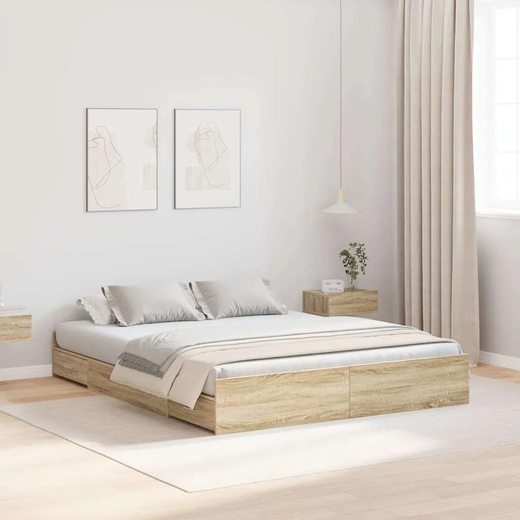 Rám postele s úložným prostorem s čelo Sonoma dub 150 x 200 cm 3335287