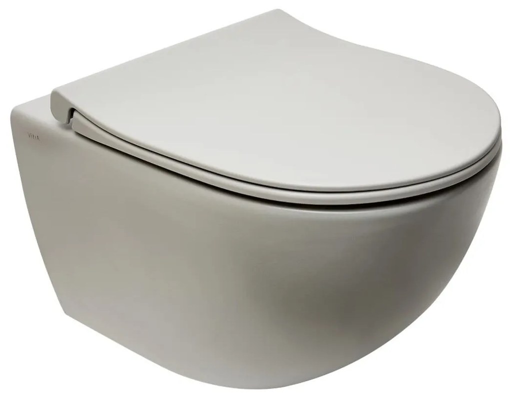 WC závěsné VitrA Sento SmoothFlush šedé včetně sedátka, zadní odpad 7848-076-0101