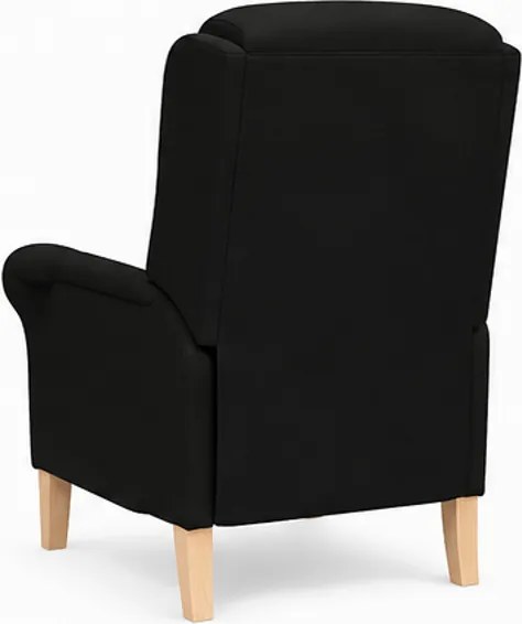 křeslo relaxační, odpočinkové, ušák, dřevo/textil, 101x95x75 cm, přírodní/černá, Dekorino KR20260036