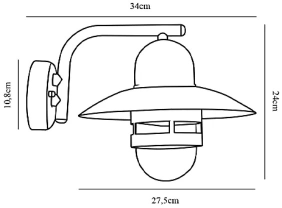 Nordlux 24981030 Nibe, venkovní nástěnné svítidlo, 1x60W, kov, měděná, IP54, průměr 34cm