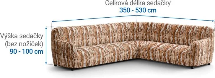 Bielastické potahy OCEANO NOVÉ cihlové rohová sedačka (š. 350 - 530 cm)