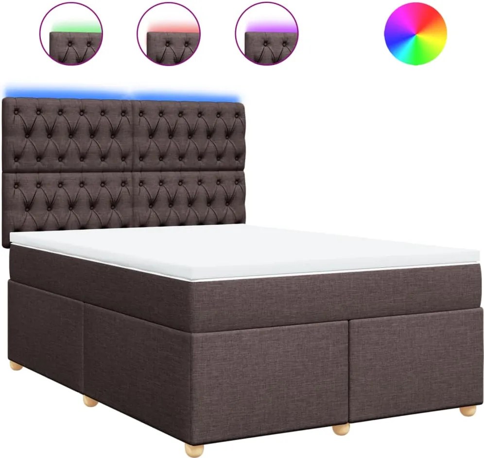 Box spring postel s matrací tmavě hnědá 140x190 cm textil 3293585