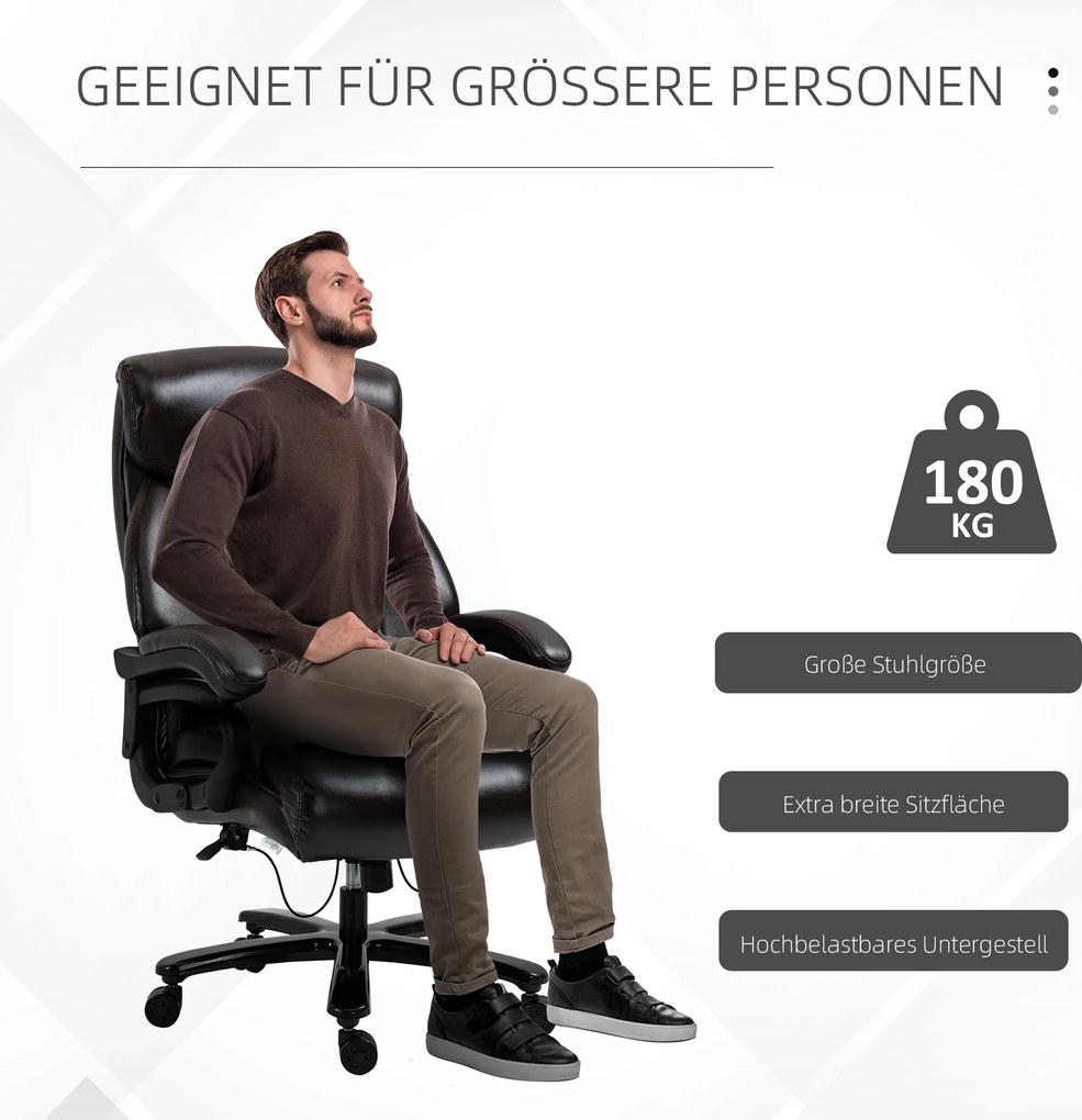 Kancelářská židle Vinsetto manažerská židle herní židle ergonomicky výškově nastavitelná s funkcí houpání, silné čalounění s nosností až 180 kg |