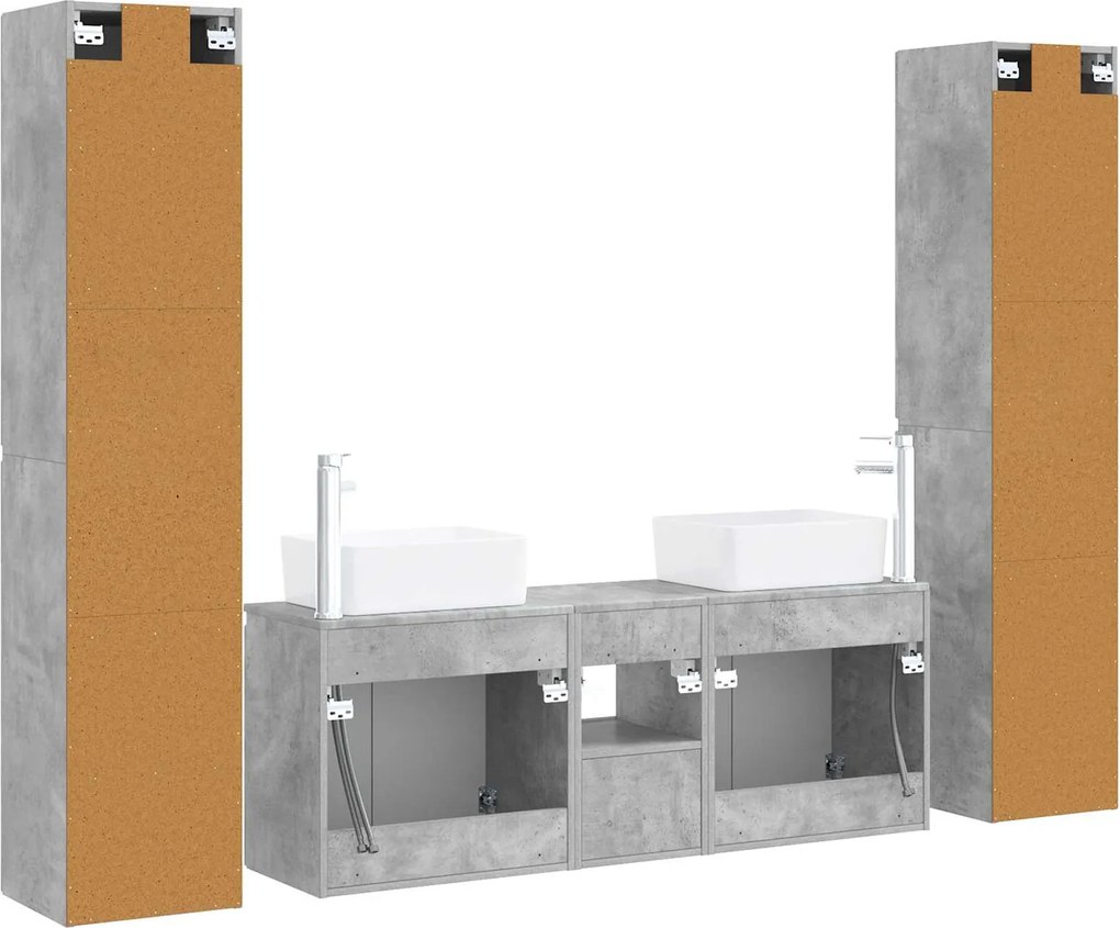 Sada koupelnového nábytku 5 ks Betonově šedá 33 x 34,5 x 160 cm 3406036