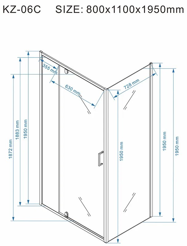 BPS-koupelny Obdélníkový sprchový kout HYD-OK06C 110x80 chrom/transparent + vanička HYD-OSV-ST03B bílá