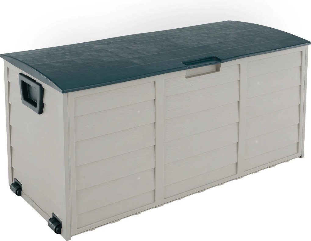 Zahradní úložný box, šedá/zelená, KORTEZ