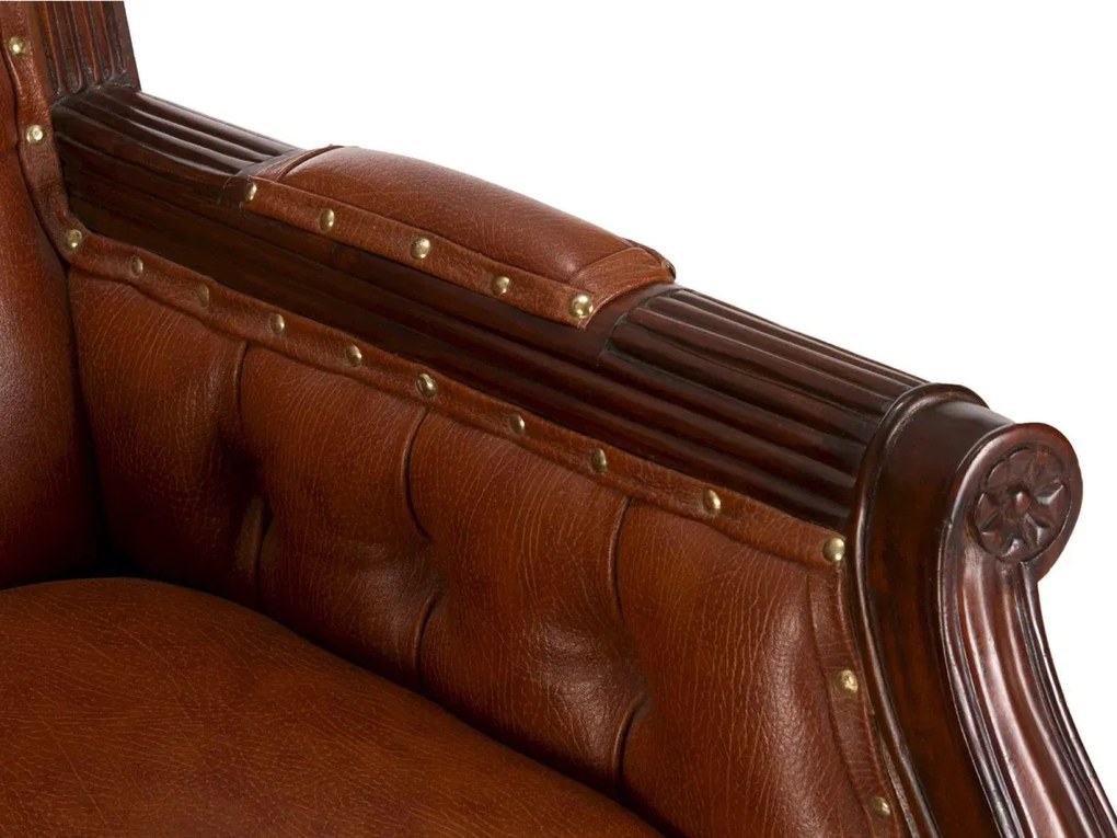furniture-nabytek.cz - Kancelářské křeslo Camford z masivního mahagonu, lakované, hnědé – pravá kůže