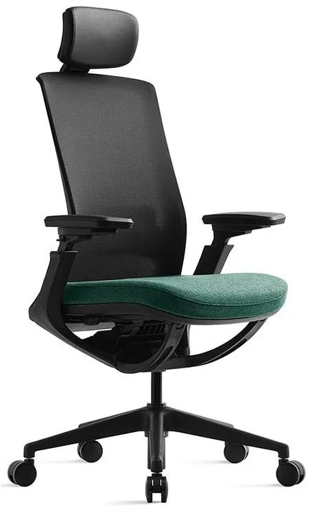 Kancelářská ergonomická židle ROLY BLACK - síťovina Zelená