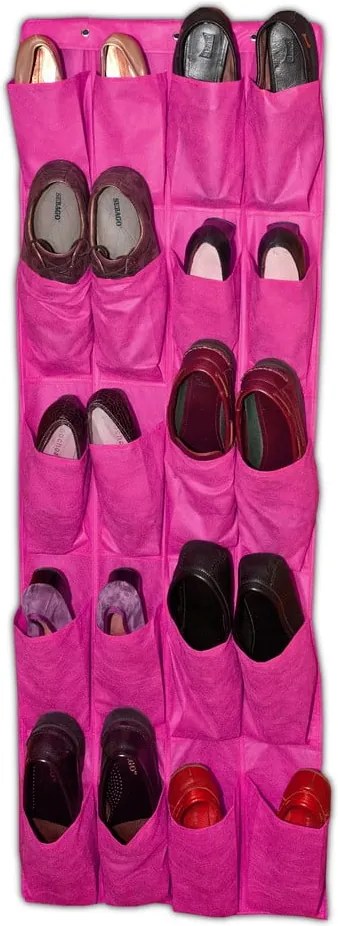 Růžový závěsný organizér na boty JOCCA Twenty, 135 x 48 cm