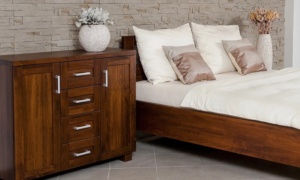 Postel ELLEN SET Barva: Teak, Rozměr: 90x200cm nízke nožní čelo