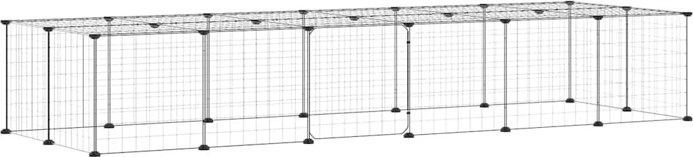 28panelová ohrádka pro zvířata s dvířky černá 210 x 70 x 35 cm ocel 3114056