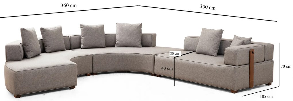 Hanah Home Rohová pohovka GONDOL s lenoškou vpravo šedá 560ARE1205