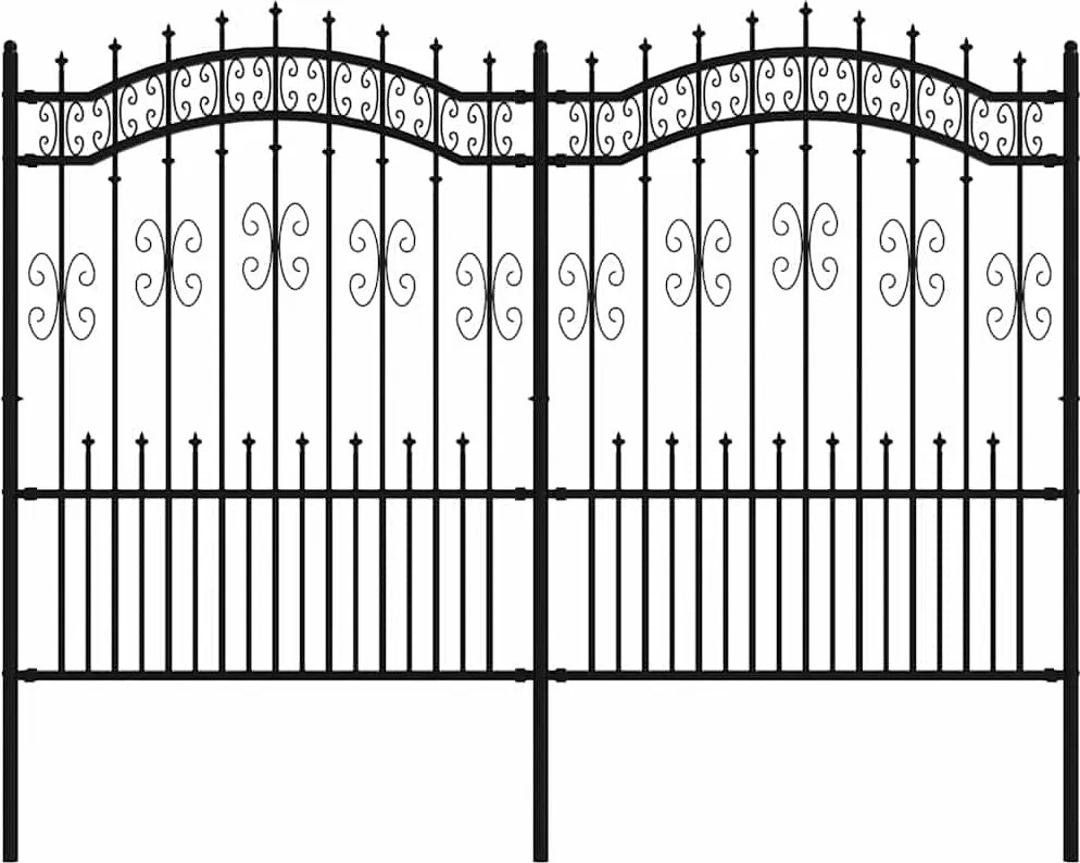 Zahradní plot KAMPEN s kopím nahoře černý 240 x 150 cm ocelový 151087