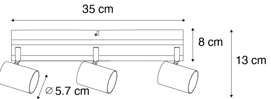 Chytré stropní bodové svítidlo černé s dřevem 3-světla otočné a naklápěcí vč. Wifi GU10 50mm - Jeana