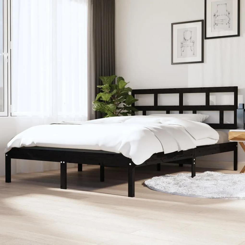 vidaXL Rám postele 135 x 190 cm Double masivní dřevo [3101194] Barva: Černá