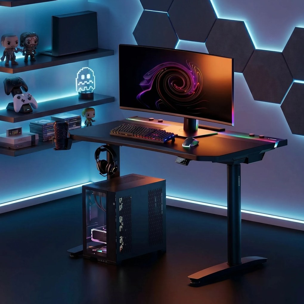 Elektrický herní stůl RGB s držáky, černý, 140 cm: Diablo X-Forge 1400
