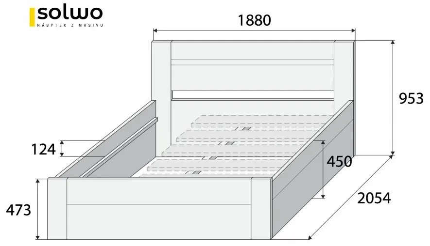 Solwo Design Postel ALEXIA BOX (BUK, DUB) Materiál: Buk cink, Povrchová úprava: Olej, Specifikace: 180x200