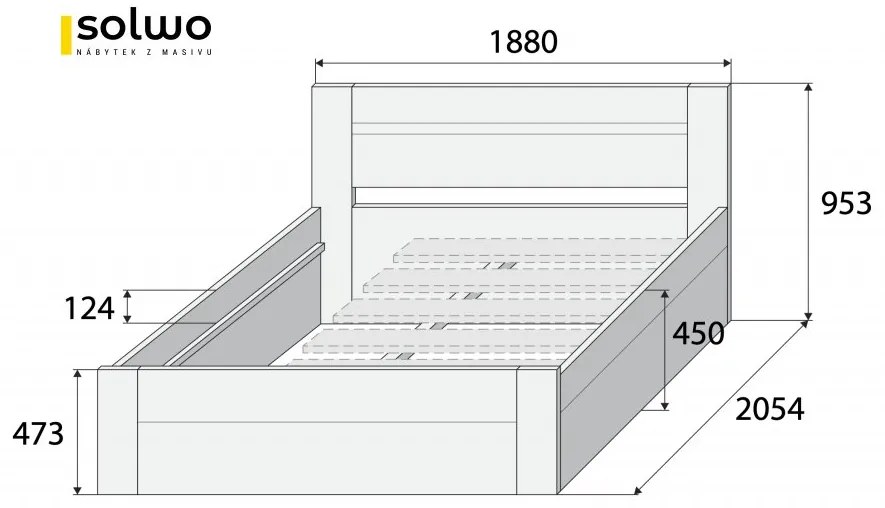 Solwo Design Postel ALEXIA BOX (BUK, DUB) Materiál: Dub Cink, Povrchová úprava: Přírodní provedení, Specifikace: 160x200