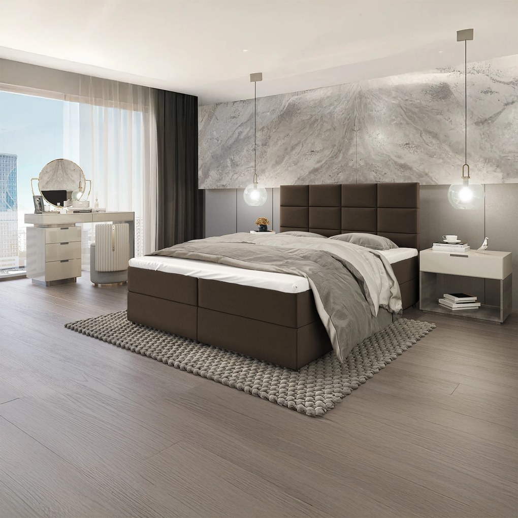 SFAB Kontinentální čalouněná postel MERCURY (90x200 cm) Barva látky: Černá (Riviera 100)
