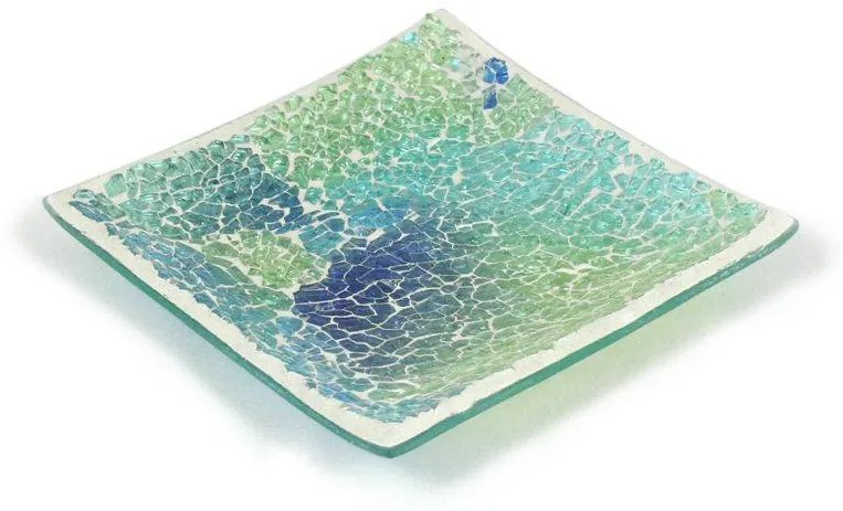 ASHLEIGH & BURWOOD Dekorativní talířek SHIMMERING SEA tyrkysový L 18 x 18 cm