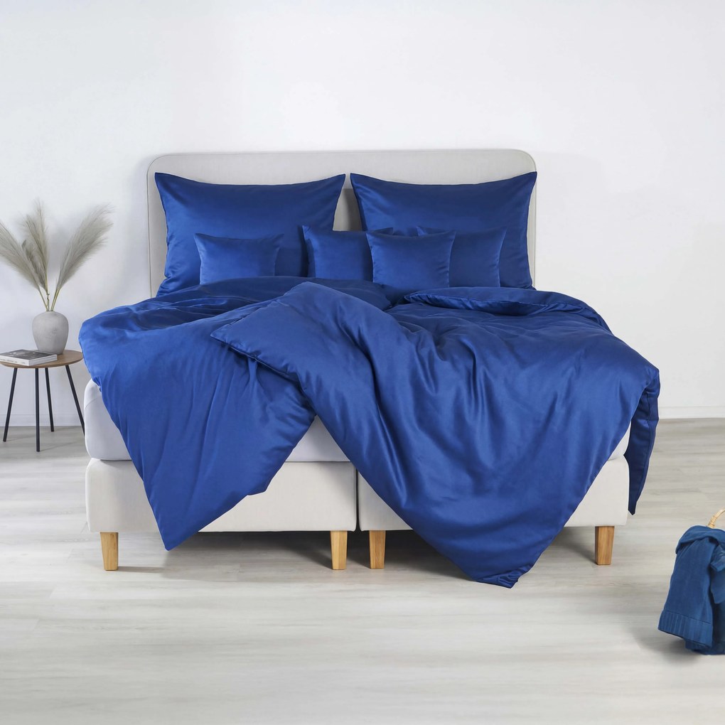 Saténové prodloužené povlečení Royal - dark blue Velikost: 140 x 220 + 70 x 90