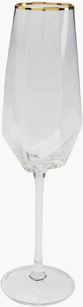 Sada ručně vyrobených sklenic na šampaňské Diamond, 4 díly