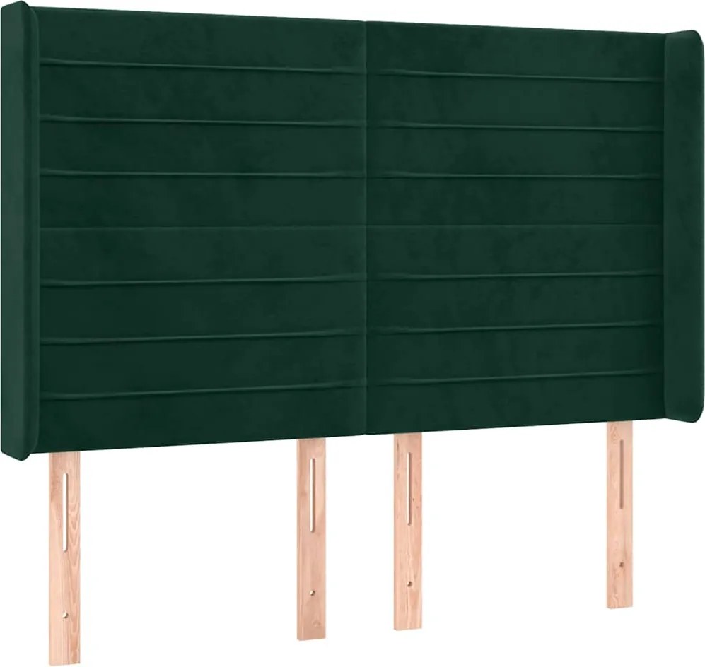 Box spring postel s matrací a LED tmavě zelená 140x200 cm samet 3139628
