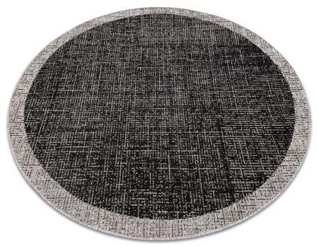 Dywany Luszczow Kusový koberec kulatý SISAL FLOORLUX 20401 Rám, černý, stříbrný Rozměr koberce: 120 cm KRUH