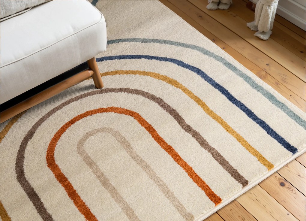 Hanse Home, Dětský koberec Adventures 106212 Cream Multicolor, 120x170, bílá, dětský pokoj