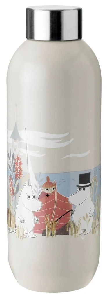 Stelton Nerezová lahev Keep Cool Sand Moomin 750 ml, šedá barva, kov