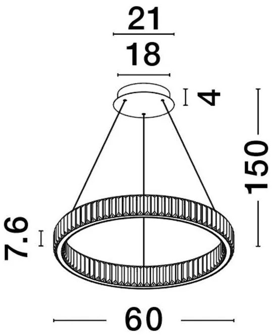 Nova Luce Závěsné designové svítidlo Aurelia 1, stříbrné, ø 60cm