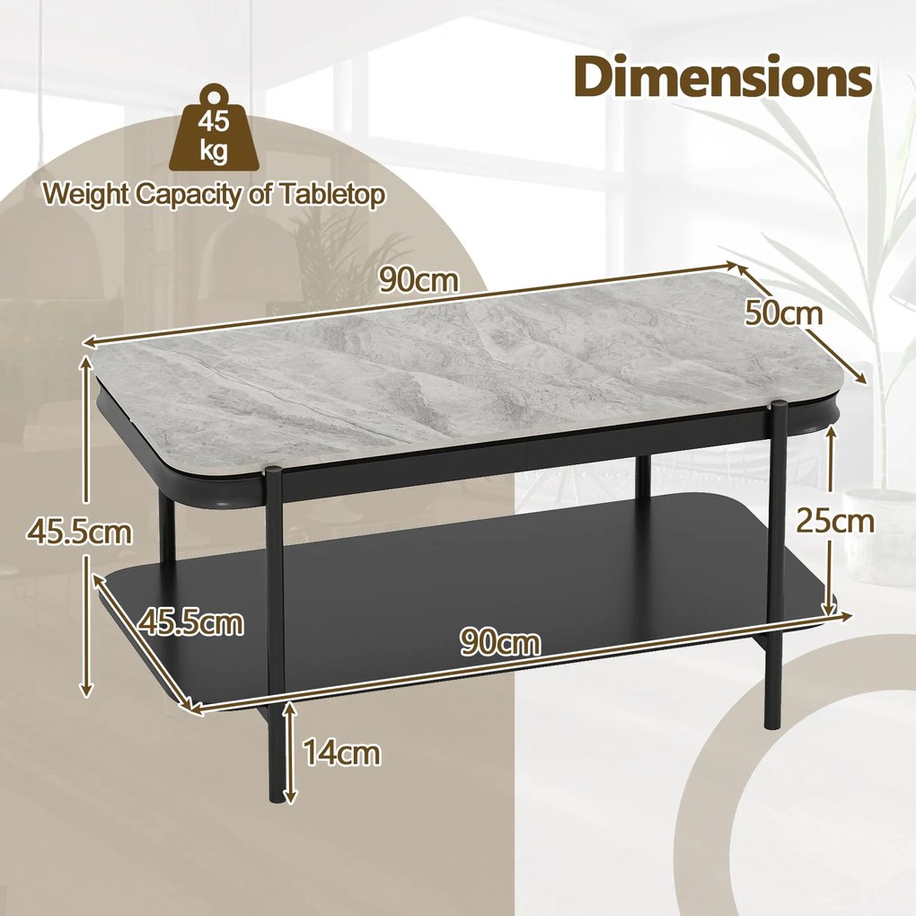 Costway Obdélníkový konferenční stolek Moderní Accent Table Grey