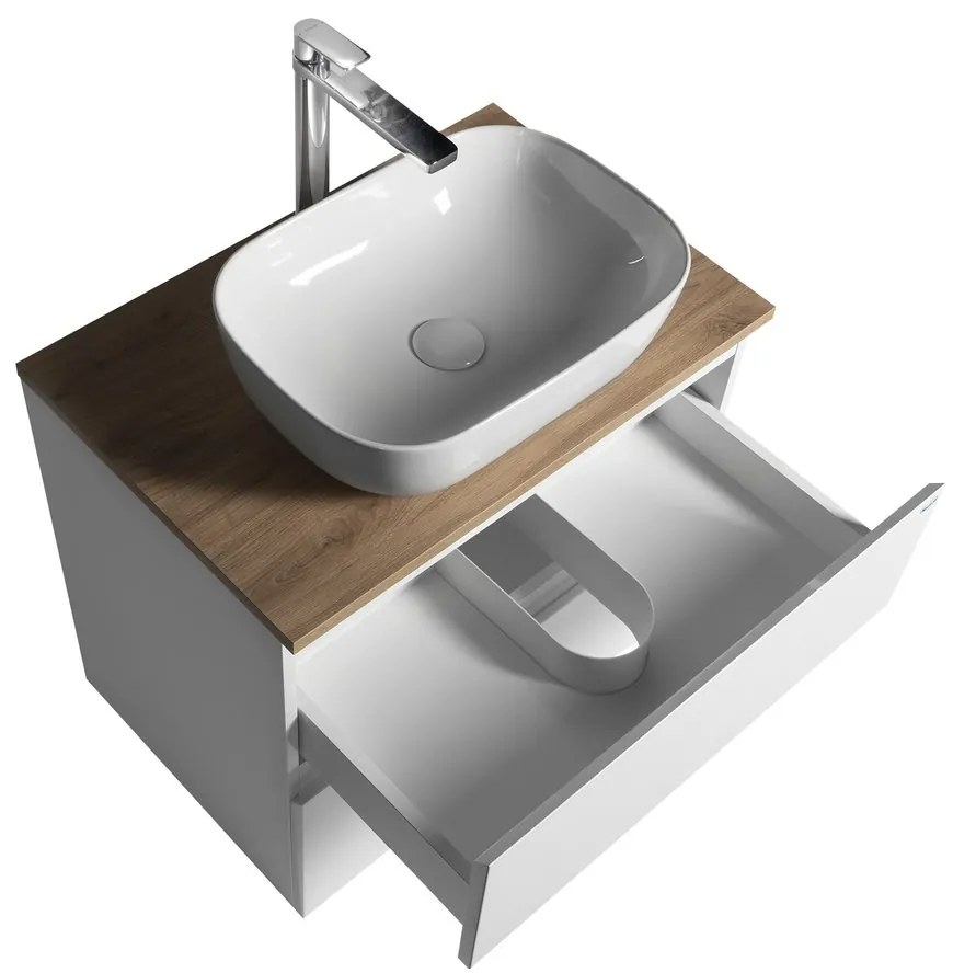 Aqualine Altair koupelnová skříňka 68 x 61,8 x 45,2 cm pod umyadlo s deskou bílá dub emporio AI270-02
