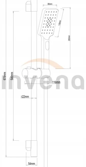 Invena Midnight, sprchový sloup s ruční sprchou, černá-růžové zlato, AU-35-014-S