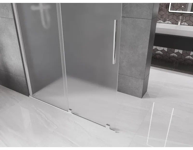 Mexen Velar, sprchová zástěna s posuvnými dveřmi Walk-in 140 x 200 cm, 8mm sklo námraza, chromová, 871-140-000-33-01
