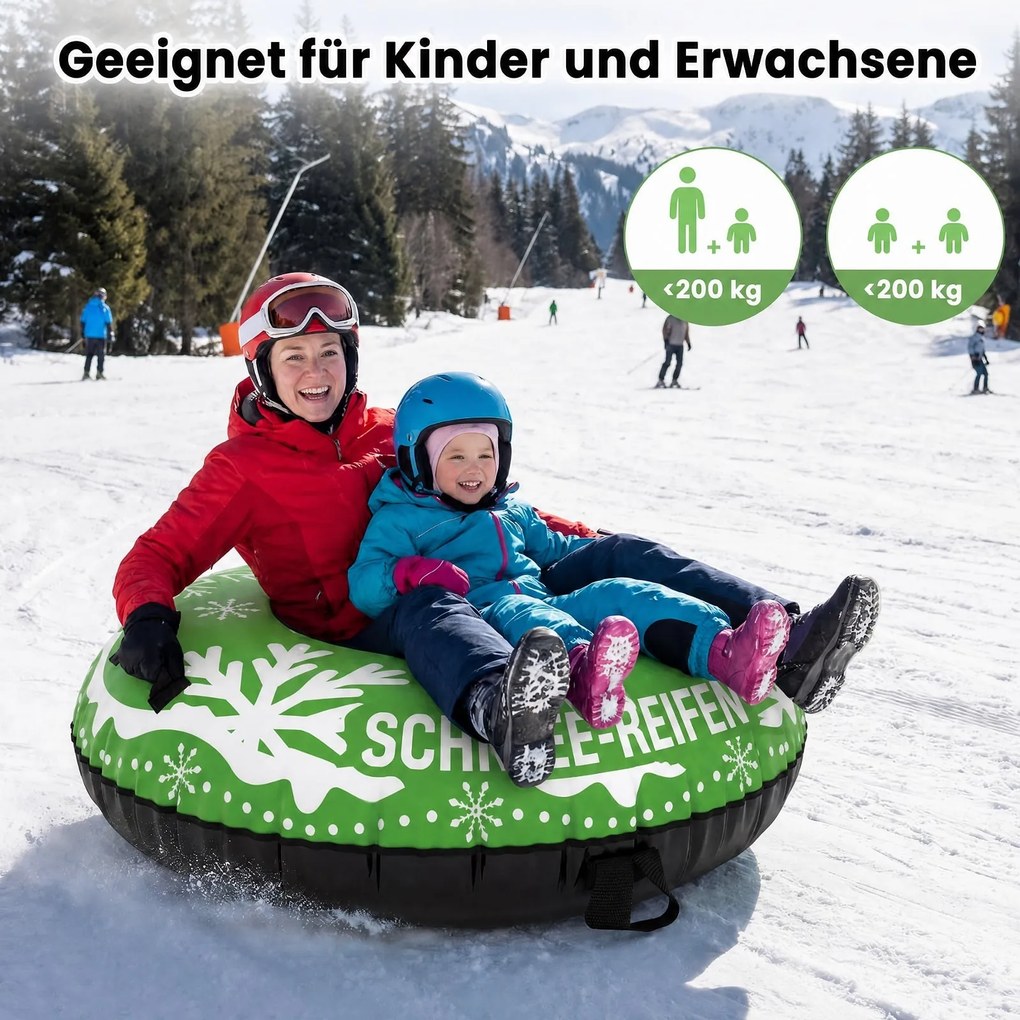 Costway Nafukovací zimní pneumatika s tažným lankem a rukojetí Snowtube – zelený