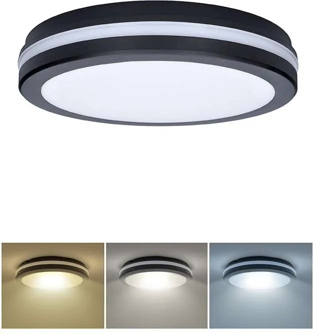 LED stropní světlo WO820 nastavitelné - průměr 30 cm, černá