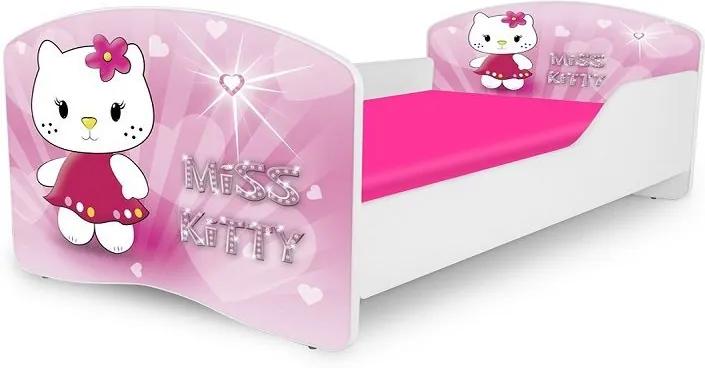 Dětská postel - Miss kitty - rainbow - 140 x 70 cm
