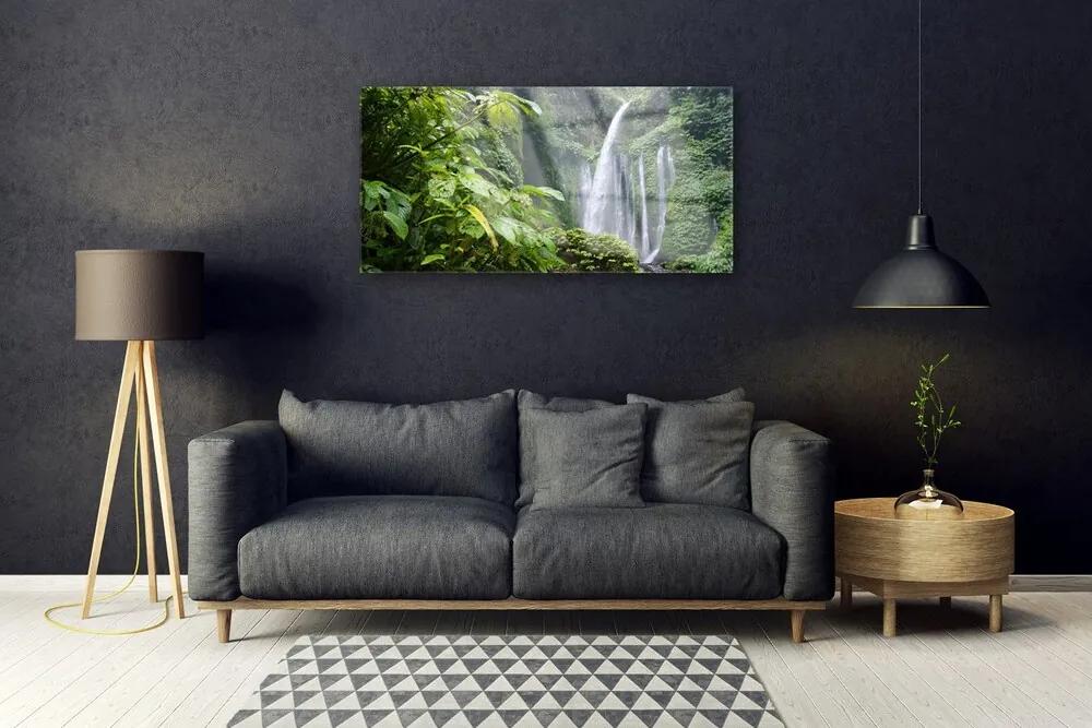 Obraz na skle Vodopád Příroda 140x70 cm