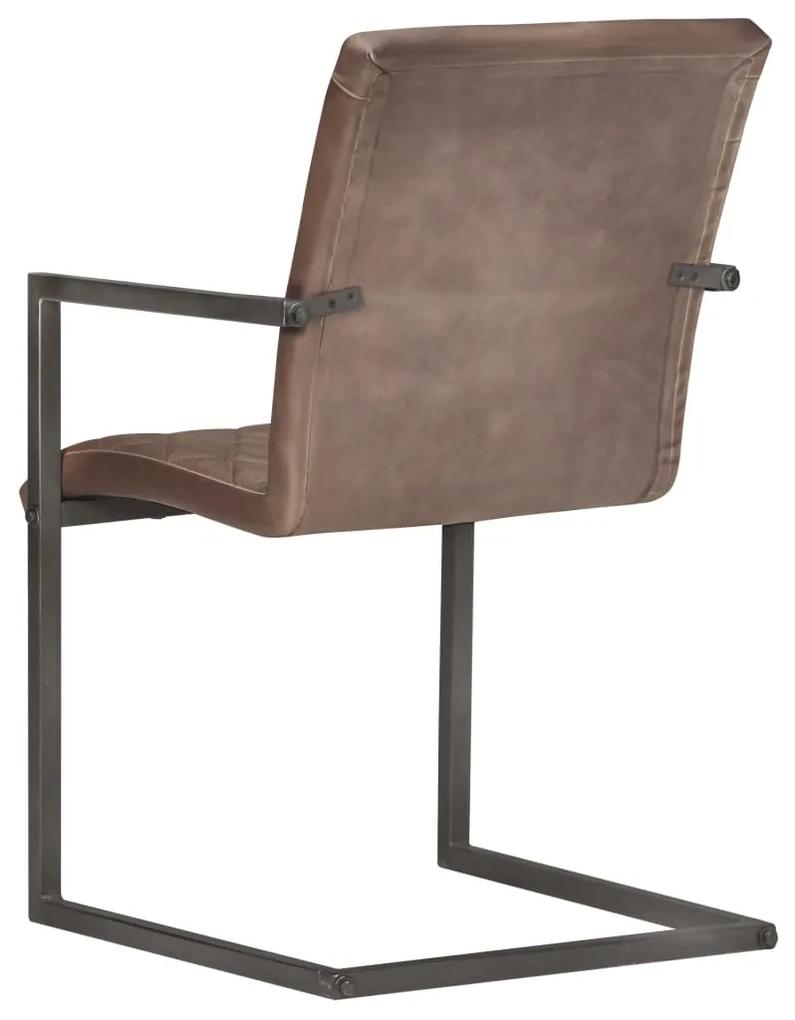 Konzolové jídelní židle 6 ks hnědé pravá kůže - Default Title
