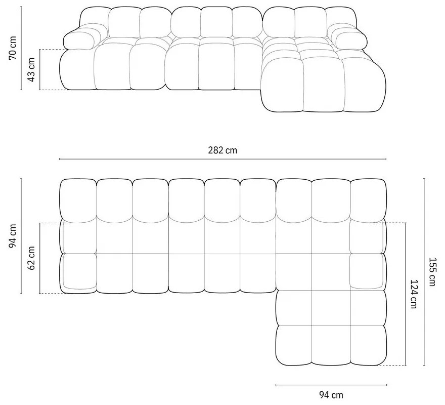 Béžová modulární rohová pohovka z textilie bouclé (pravý roh) Bellis – Micadoni Home