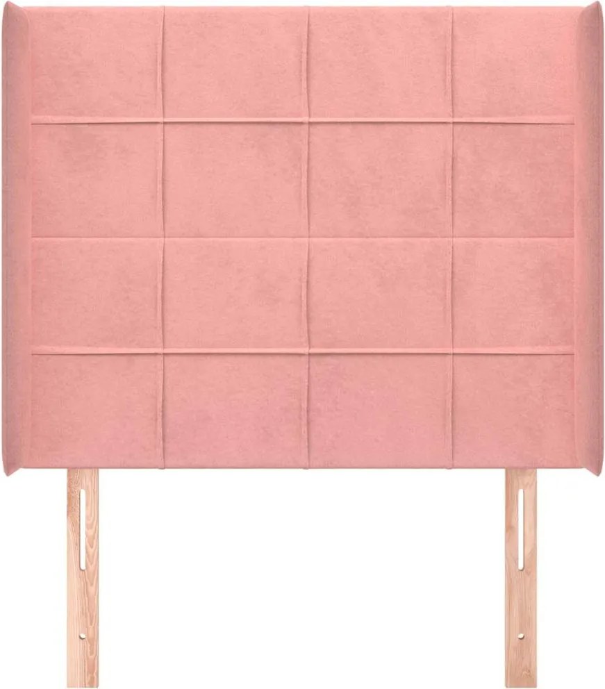 Čelo postele typu ušák růžové 93x16x118/128 cm samet 3119621