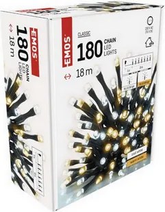 Vánoční osvětlení EMOS D4AN06 180LED řetěz 18m teplá/studená bílá s časovačem