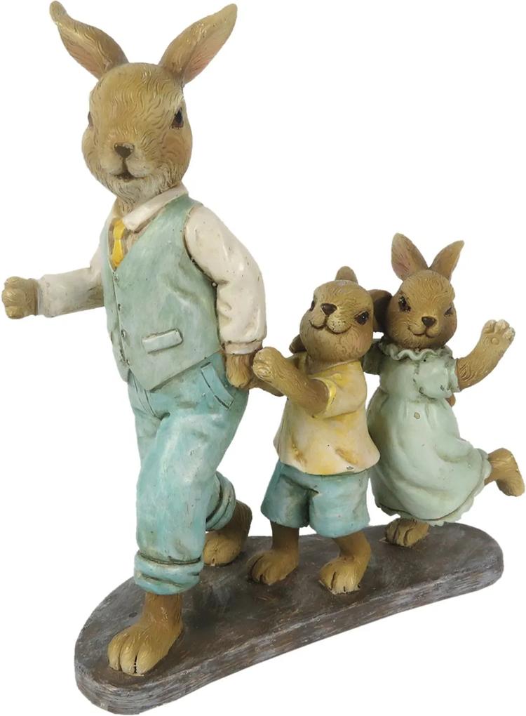 Velikonoční dekorace králičí rodinky na podstavci - 13*6*15 cm