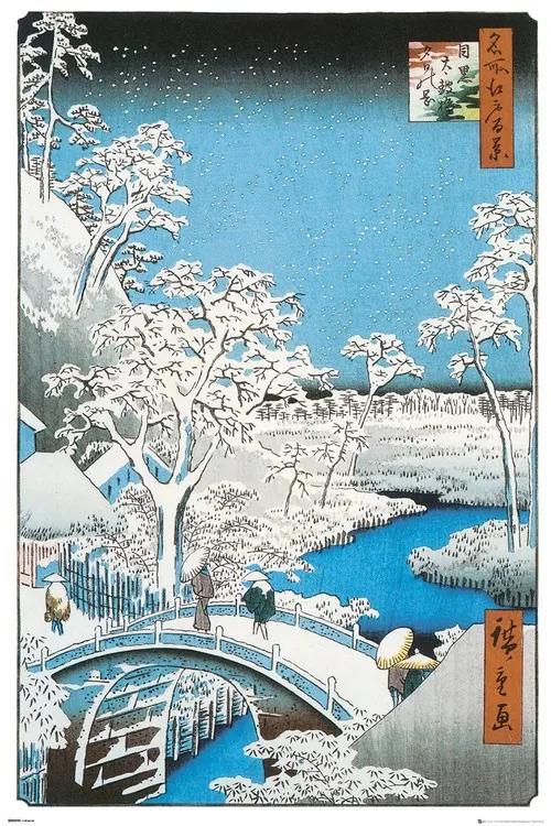 Plakát, Obraz - Hiroshige - The Drum Bridge, (61 x 91.5 cm)