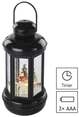 Vánoční LED lucerna se Santou a časovačem 20 cm teplá bílá