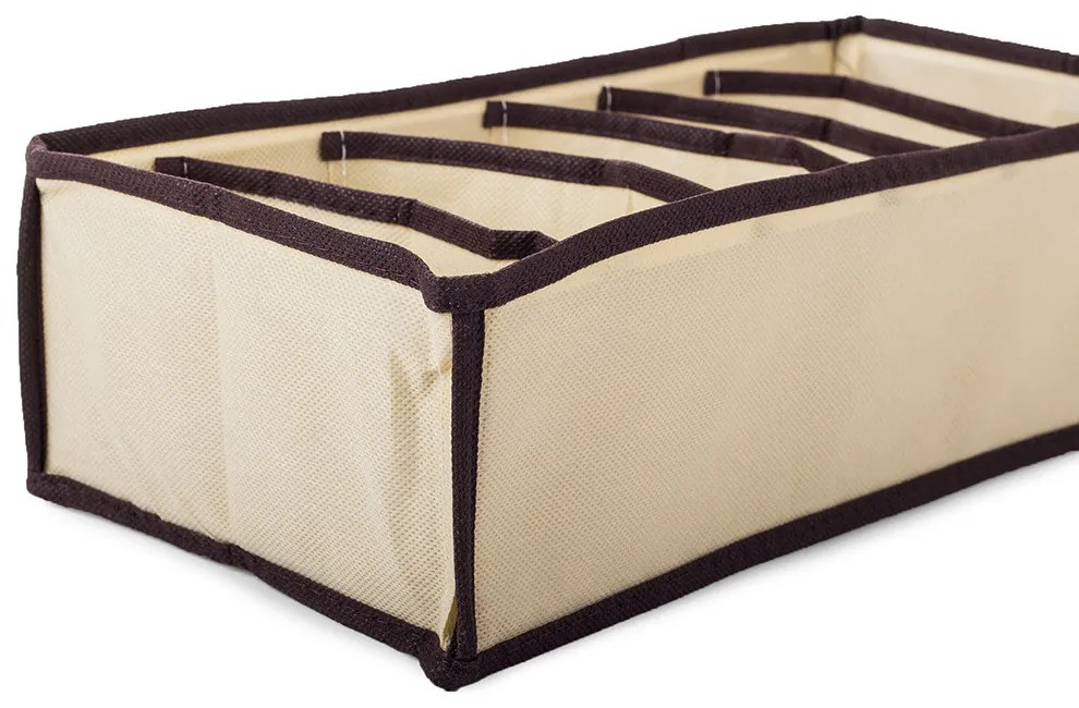 VERK GROUP Organizér na spodní prádlo, KIPIT, 6 přihrádek, béžový, 34 x 16 x 10 cm