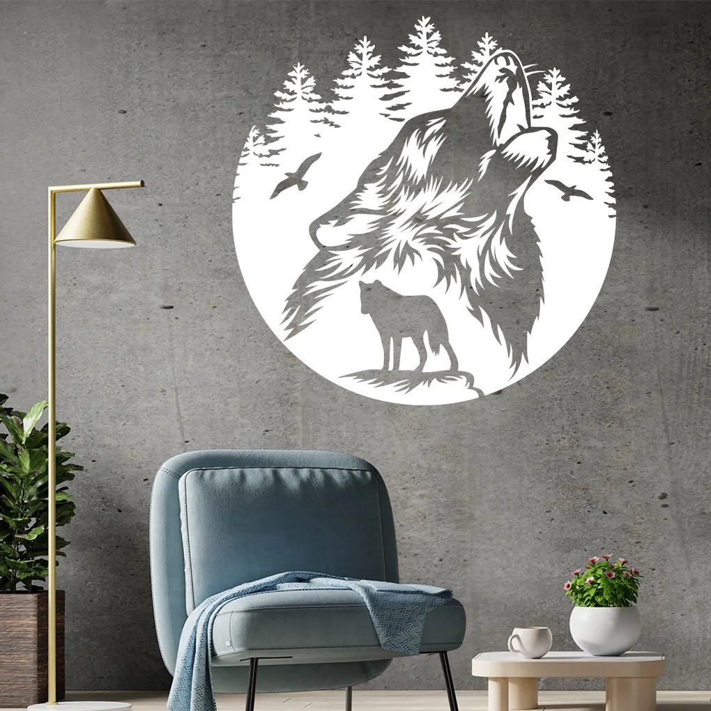 Živá Zeď Samolepka na zeď Vlci Barva: bílá, Velikost: 80 x 81 cm